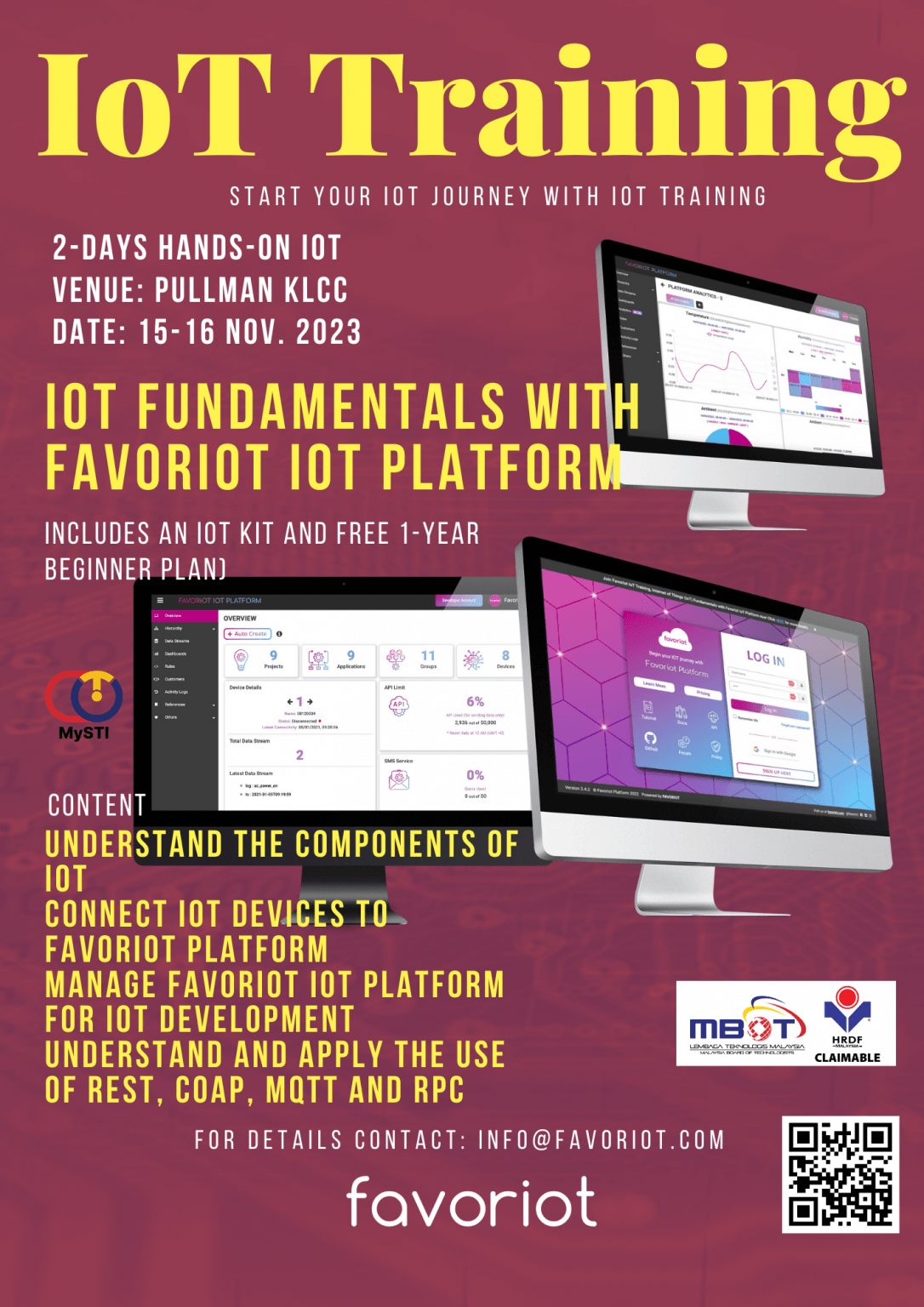 Are You Ready to Own the Future? Here's Your Chance! IoT Training 15-16 Nov. 2023, KLCC Pullman ...